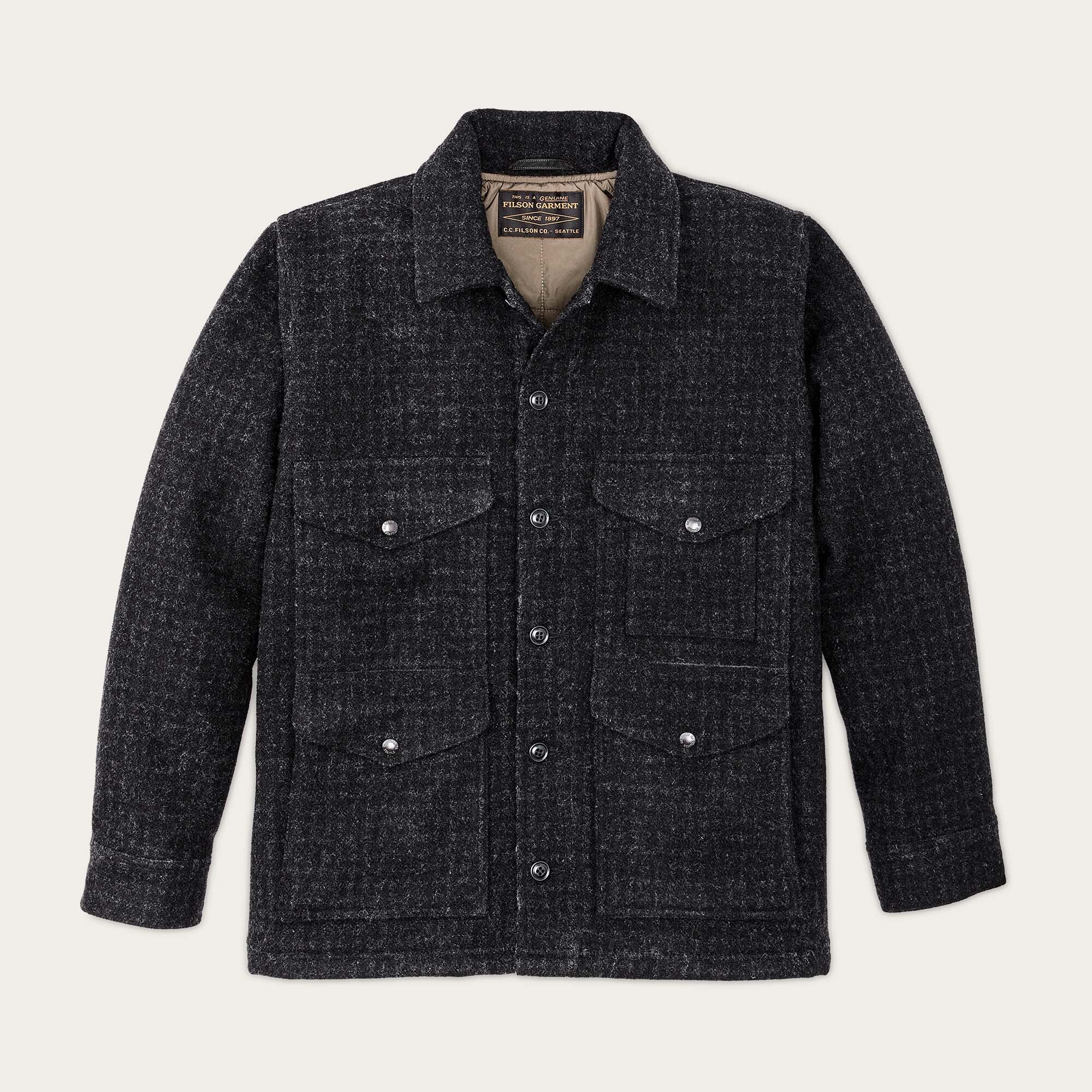 Mackinaw wool insulated cruiser jacket di Filson | Black marl / heather ...